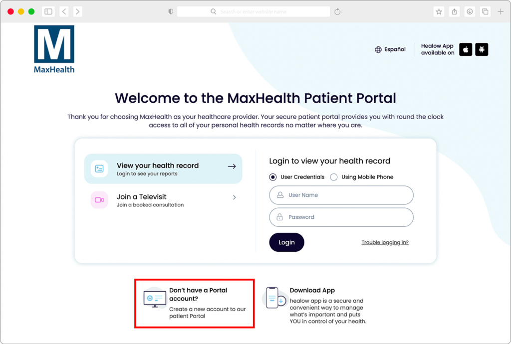 Sign in Without Account - MaxHealth